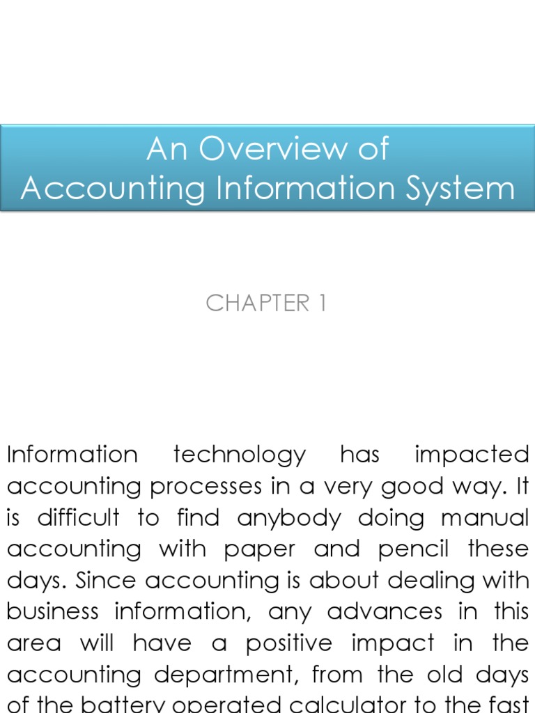 Chapter 1 - An Overview of Accounting Information System | PDF ...