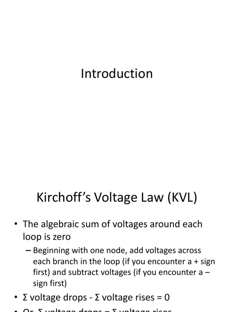 Introduction (KCL KVL) | PDF | Series And Parallel Circuits | Electric ... Introduction (KCL KVL) | PDF | Series And Parallel Circuits | Electric ...
