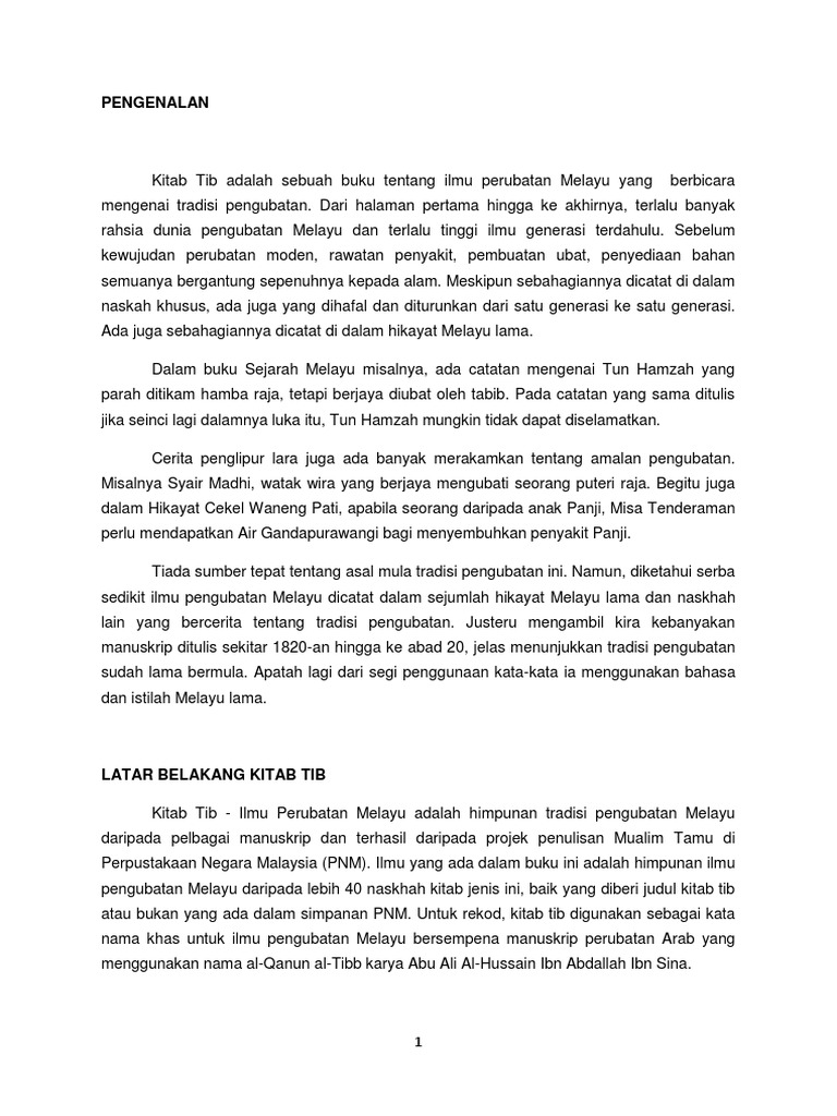 Kitab Tib: Tradisi Perubatan Melayu | PDF