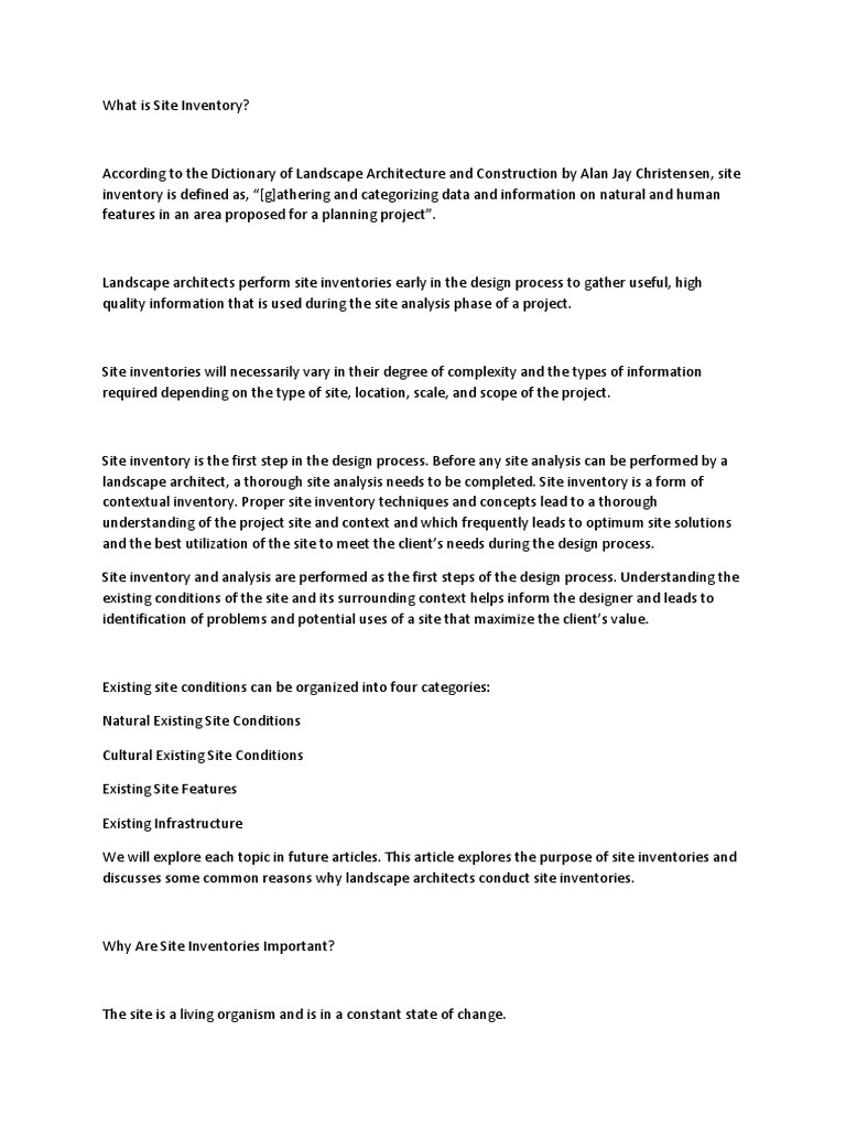 Landscape Site Inventory and Analysis | PDF | Groundwater | Erosion
