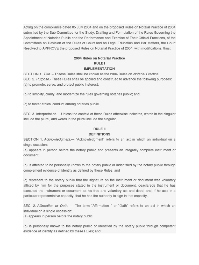 Rules On Notarial Practice | PDF | Notary Public | Seal (Emblem)
