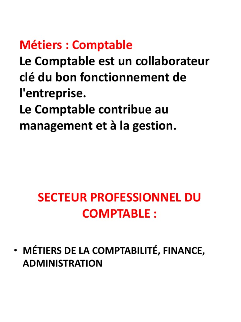 Fiches Métier Comptable | PDF | Comptabilité | Bilan comptable