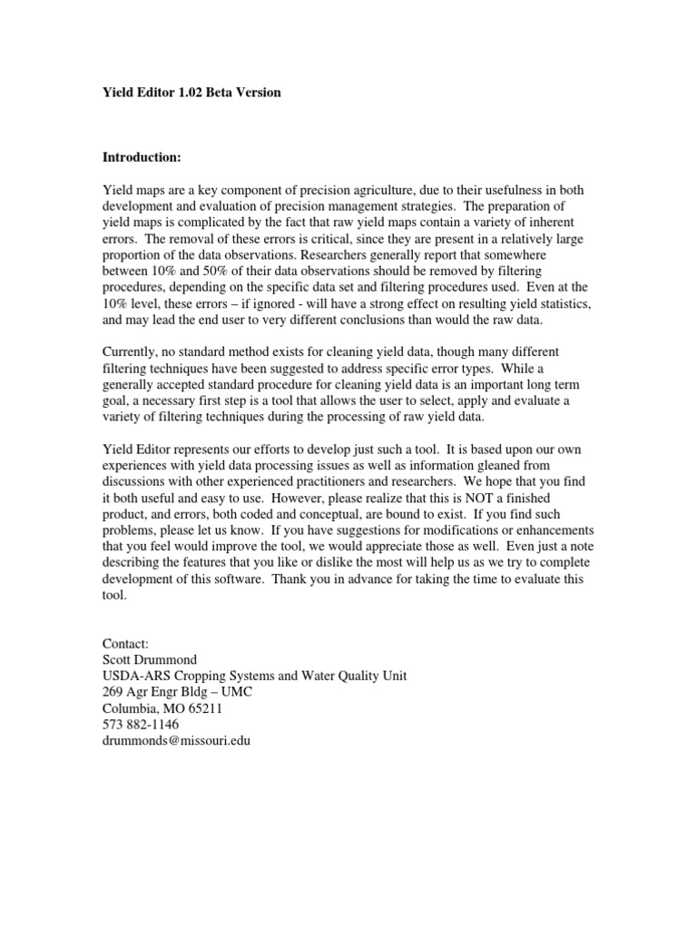 Yield Editor Manual | PDF | Computer File | File Format