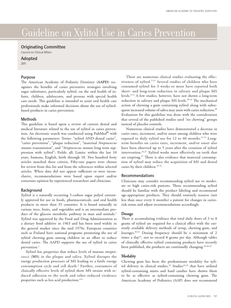 AAPD Guidelines On Xylitol Use | PDF