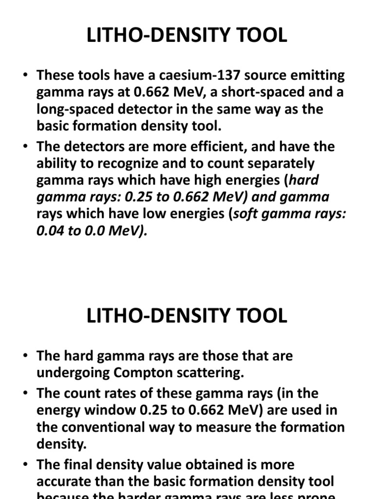 Litho Density Tool | PDF | Gamma Ray | Photoelectric Effect