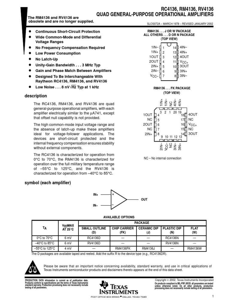 rc4136 | Operational Amplifier | Amplifier