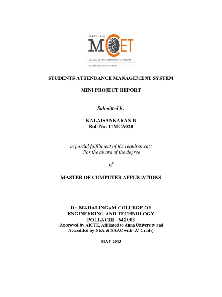 Student Attendance Management System | PDF | Visual Basic .Net ...