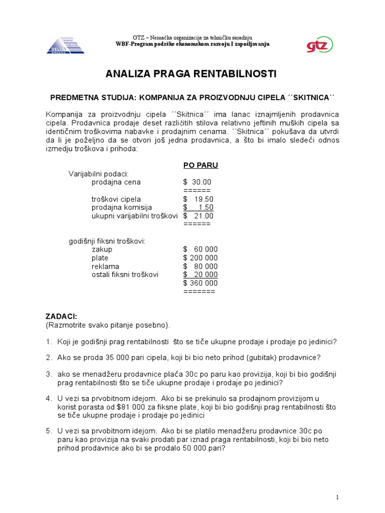 MODUL 3,6 Break Even Case Study TM | PDF