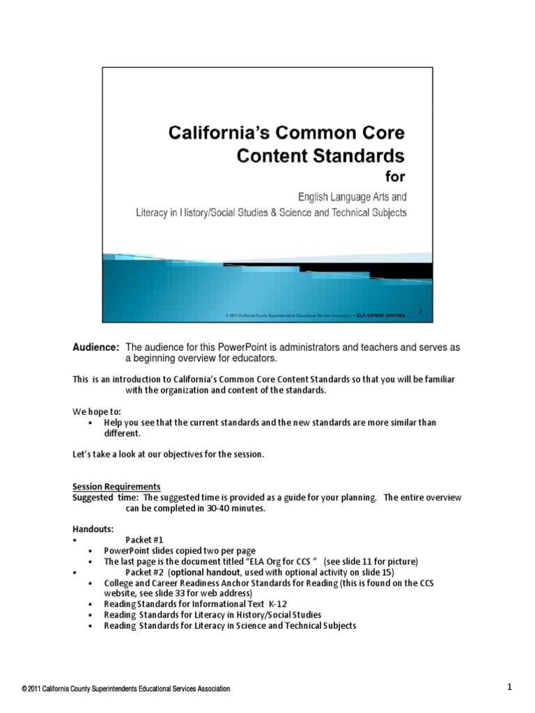 CC Sela General Overview | PDF | Common Core State Standards Initiative ...
