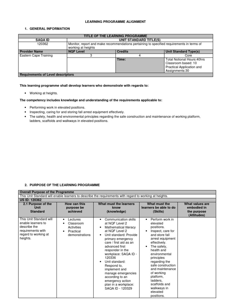Learning Programme Alignment Matrix - 120362 | PDF | Educational ...