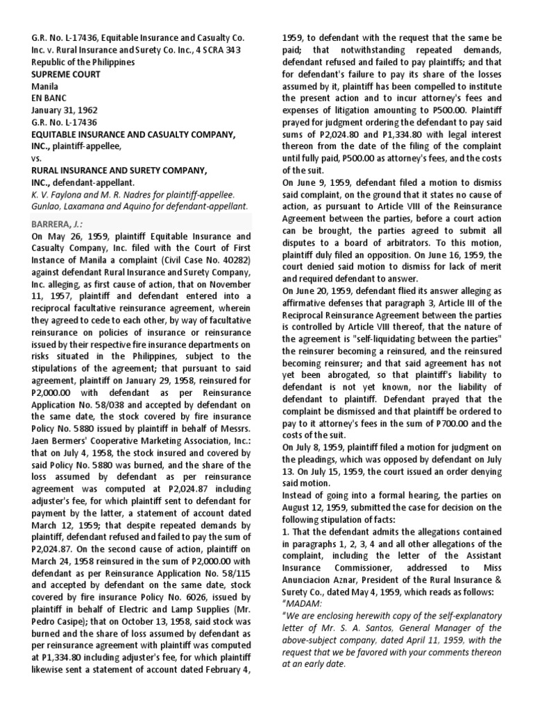 Insurance Cases | PDF | Lawsuit | Reinsurance