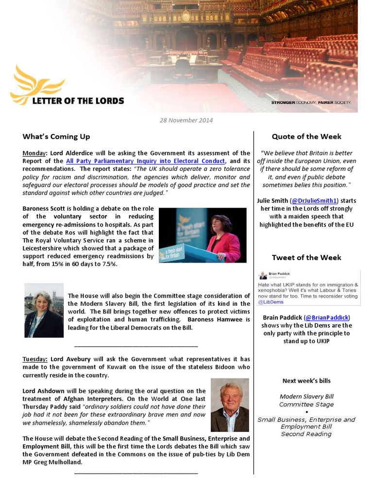 Letter of The Lords 28 November | PDF | Scotland | European Union