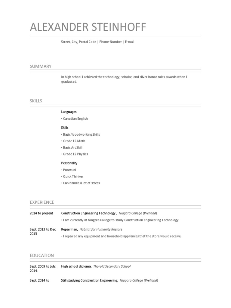 Construction Engineering Student Profile | PDF | Career & Growth | Art