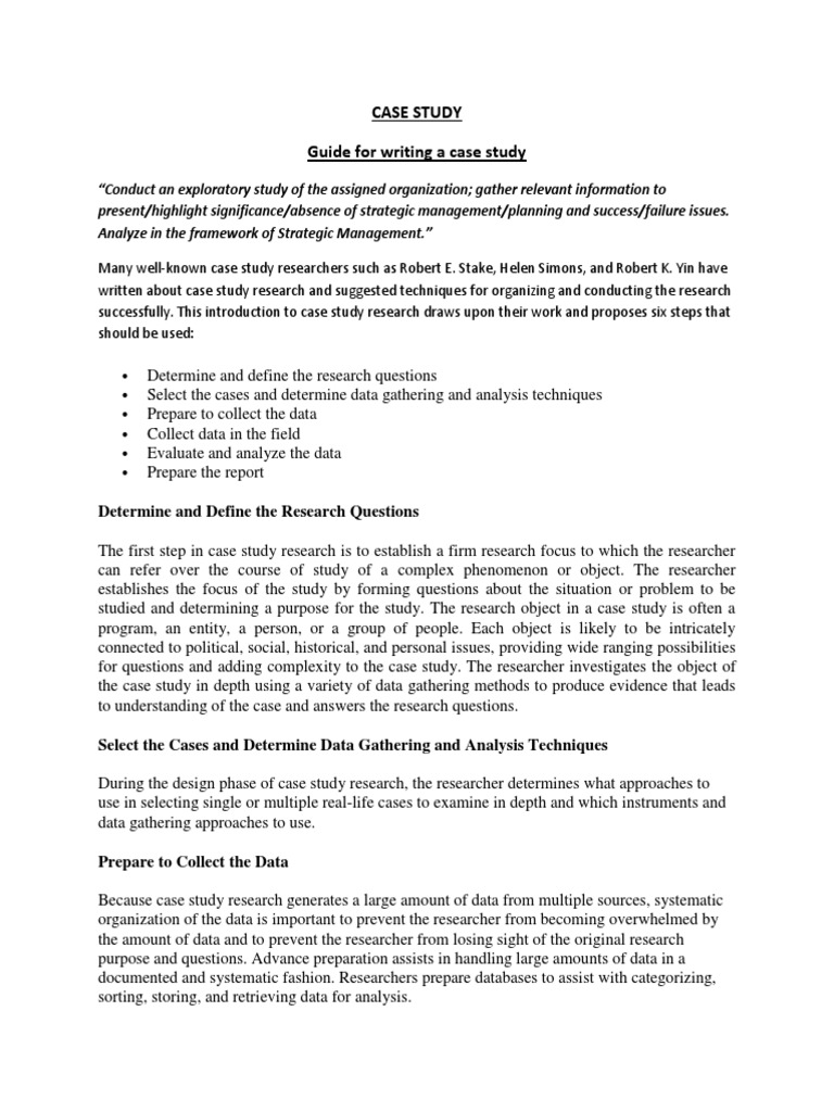 Case Study Guide For Writing A Case Study: Determine and Define The ...