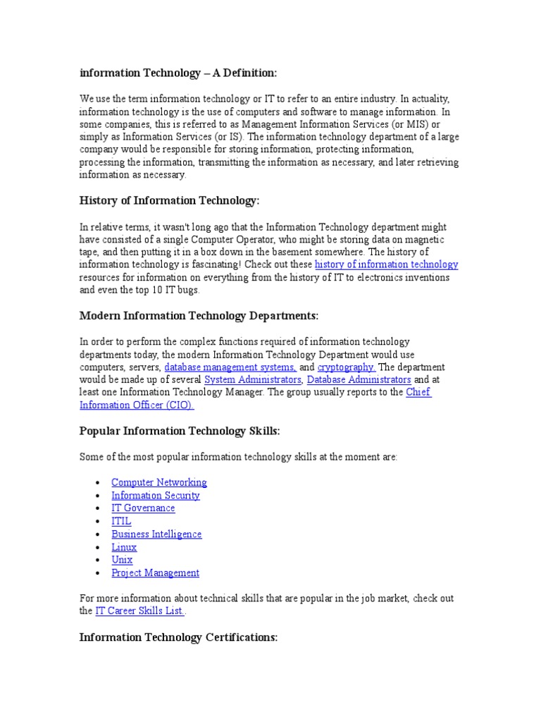 Information Technology | PDF | Information Technology | Automation