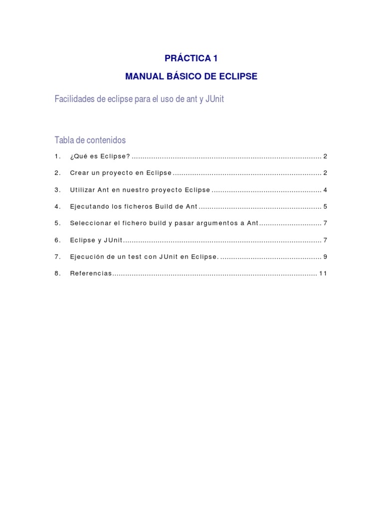 PrÁctica 1 Manual Básico de Eclipse Facilidades | PDF | Eclipse (software) | Java (lenguaje de ...
