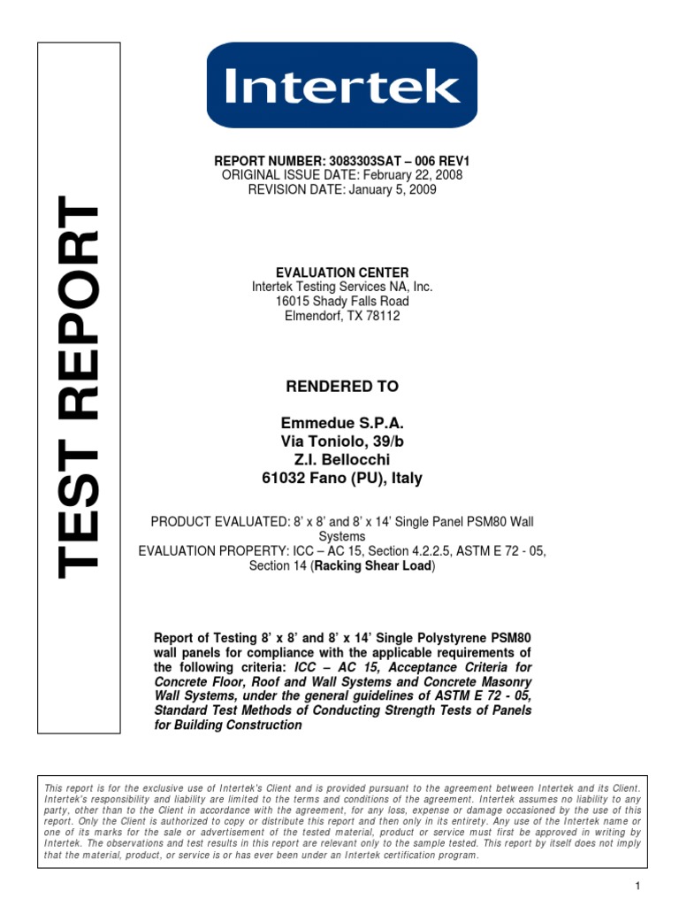 INTERTEK Racking Shear Test Report Final | Download Free PDF | Lumber ...