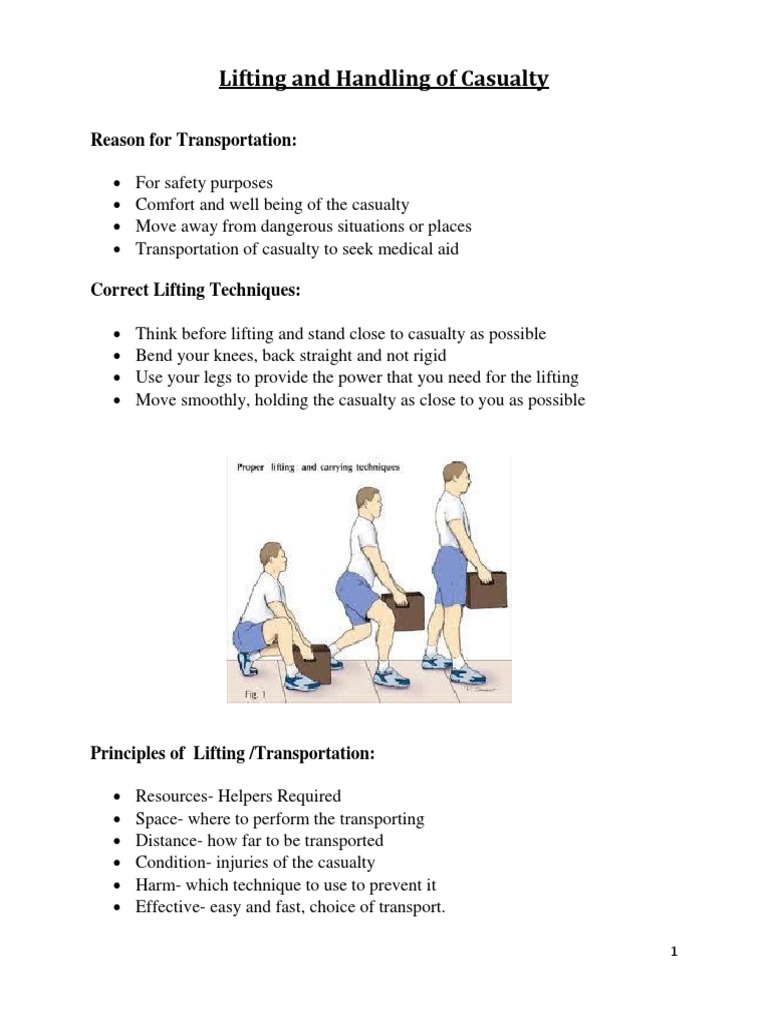 Lifting and Handling of Casualty Handouts | PDF | Arm | Injury
