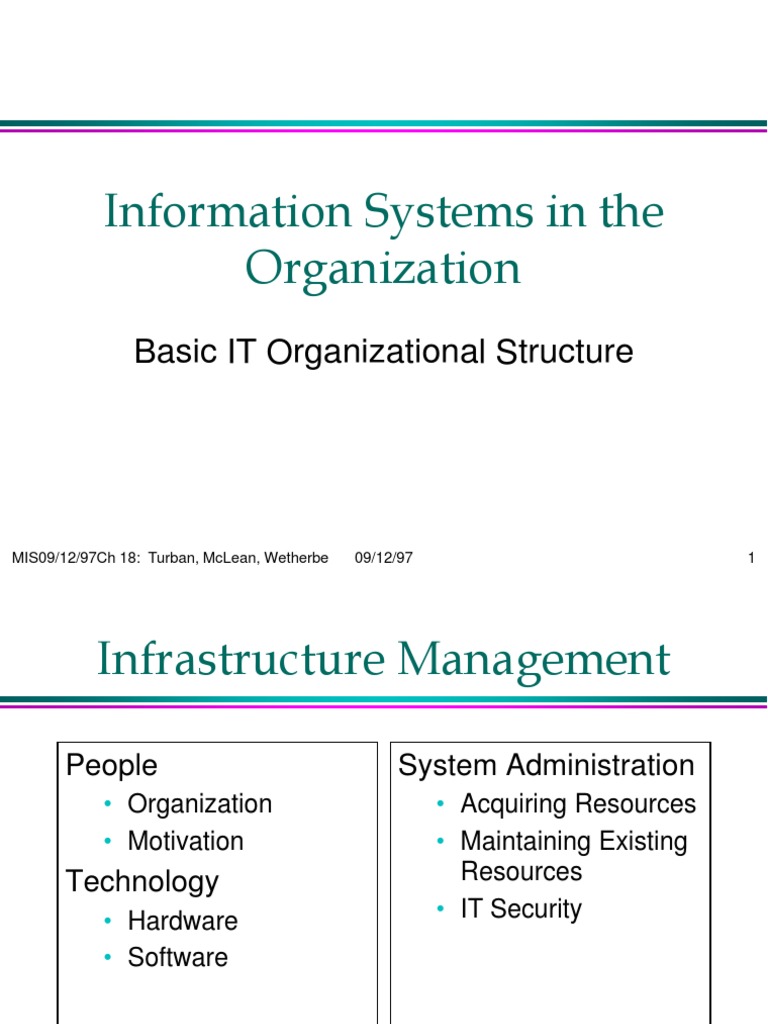 Information Systems in The Organization: Basic IT Organizational ...