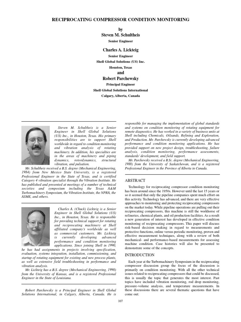 Reciprocating Compressor Condition Monitoring | PDF | Piston | Gas Compressor
