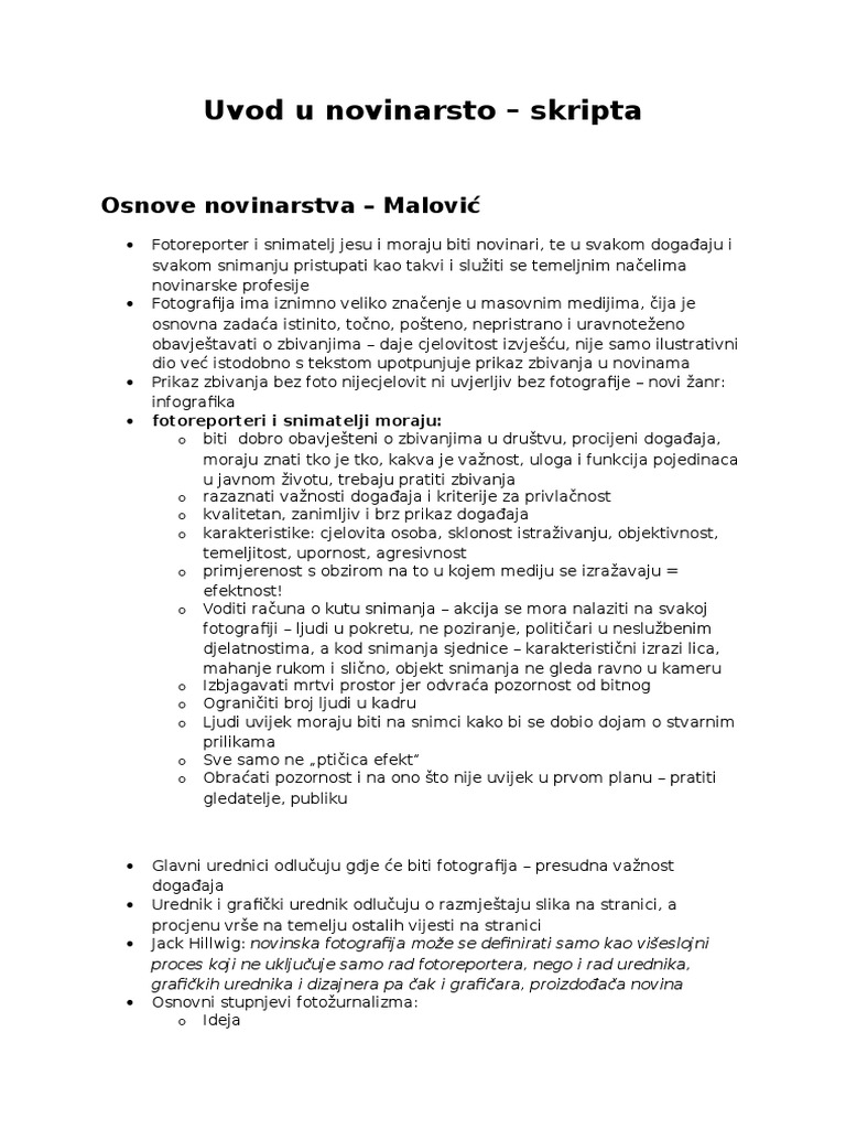 Uvod U Novinarstvo | PDF