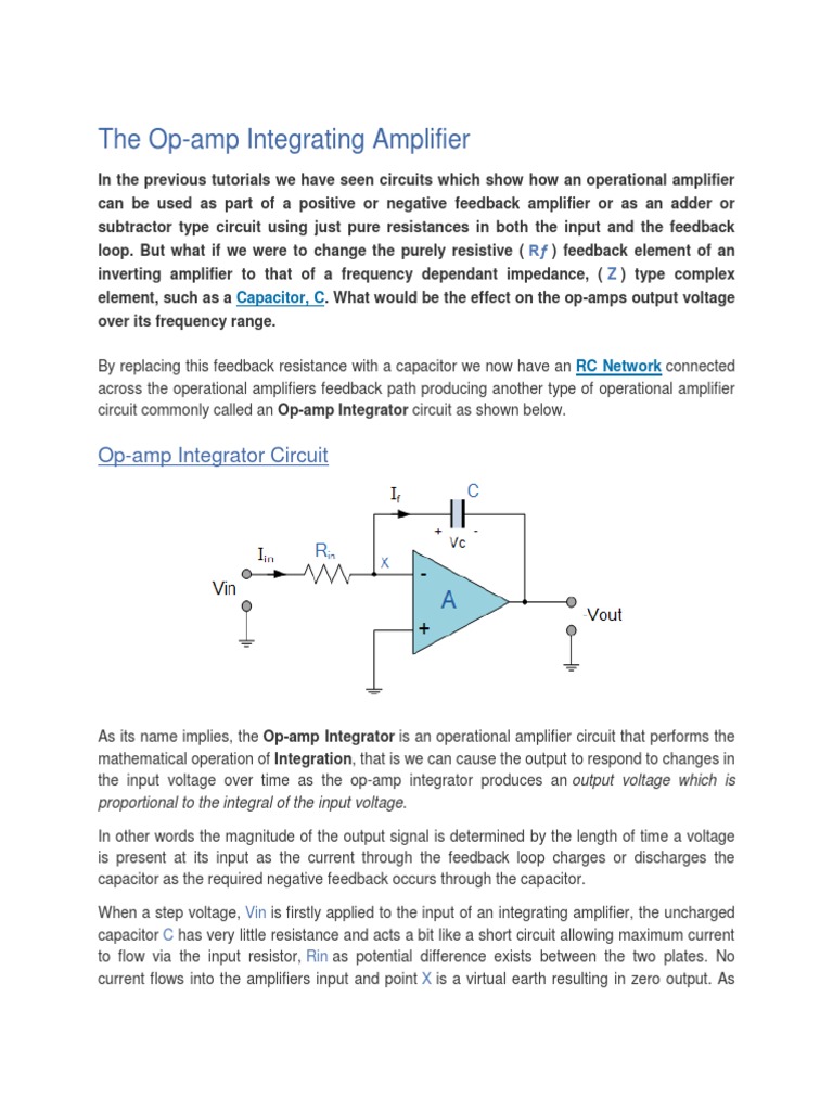 Opamp Integrator | PDF | Operational Amplifier | Amplifier