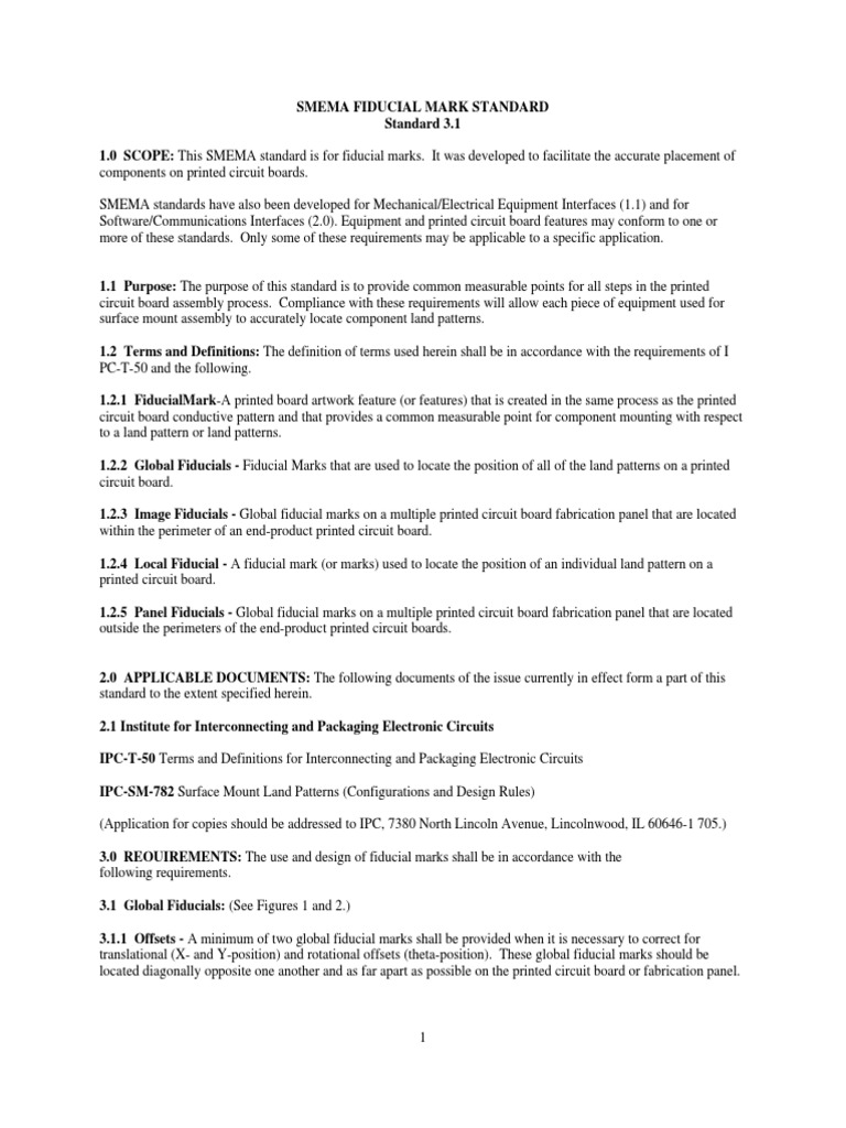 Smema Fiducial Mark Standard Standard 3.1 1.0 | PDF | Printed Circuit ...