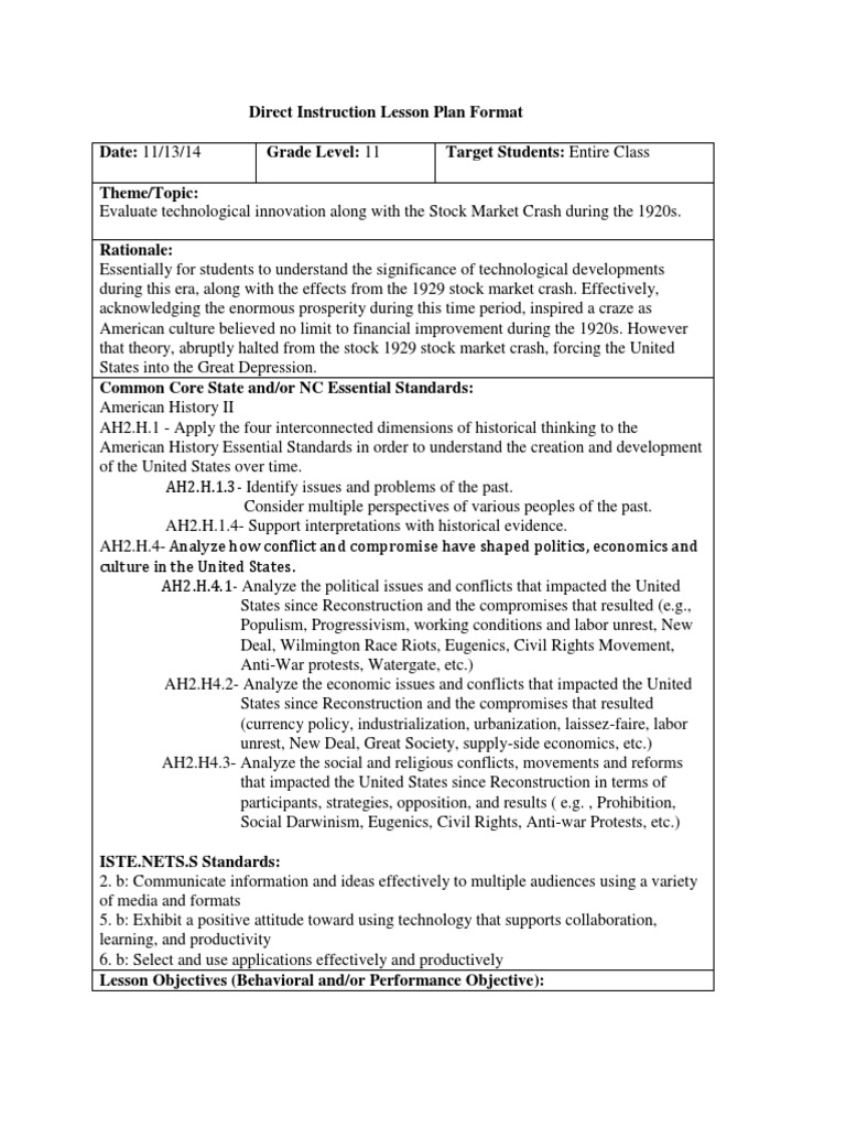 1929 Stock Market Simulation | PDF | Simulation | Educational Assessment