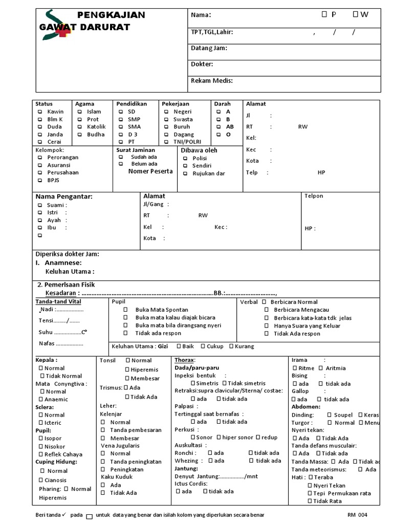 Form UGD 1 | PDF | Kesehatan Holistik