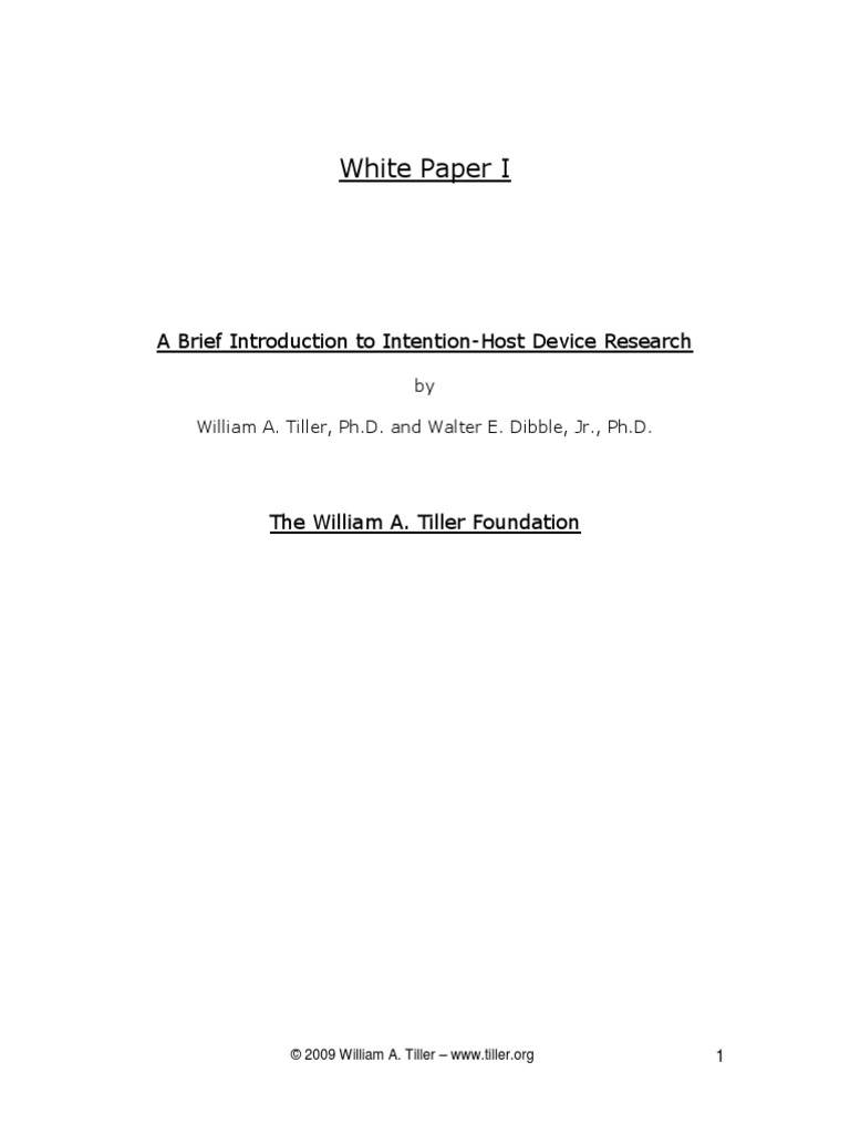 White Paper I - A Brief Introduction To Intention-Host Device Research ...