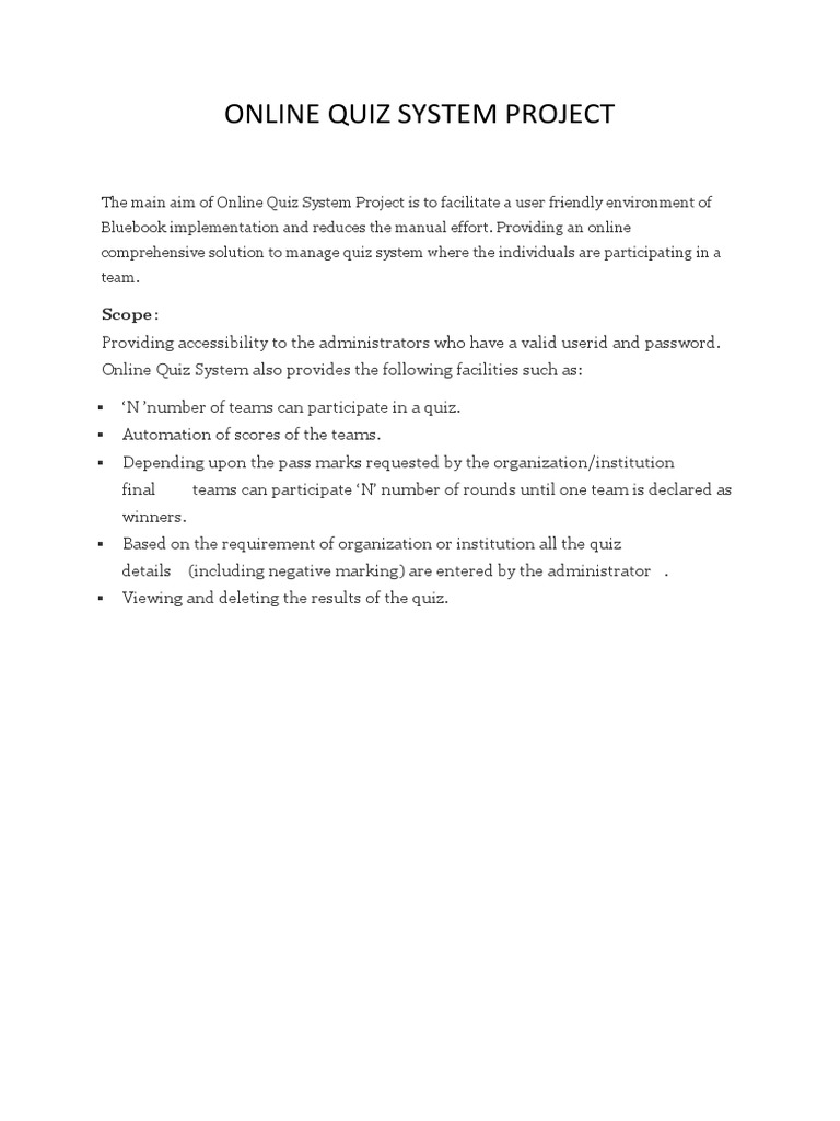 Online Quiz System Project | PDF | Html | Cascading Style Sheets