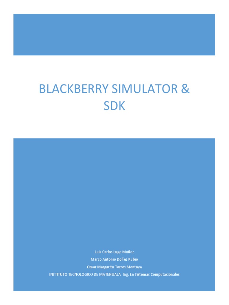 Blackberry Smartphone Simulator Y Sdk Pdf Mora Eclipse Software