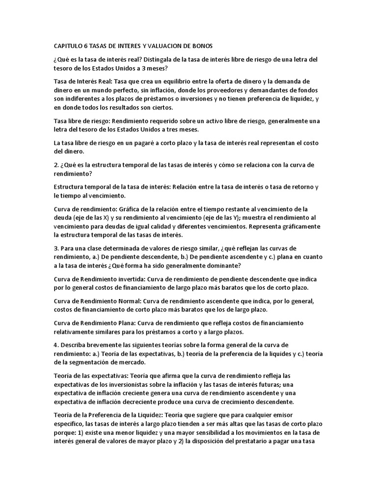 Capitulo 6 Tasas de Interes y Valuacion de Bonos | PDF | Compartir (Finanzas) | Tasas de interés