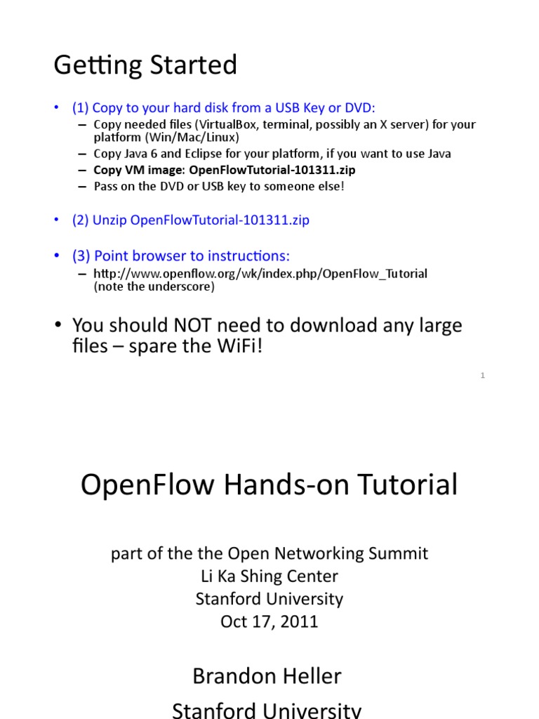 OpenFlow Tutorial Setup Guide | PDF | Internet Protocols | Network Switch