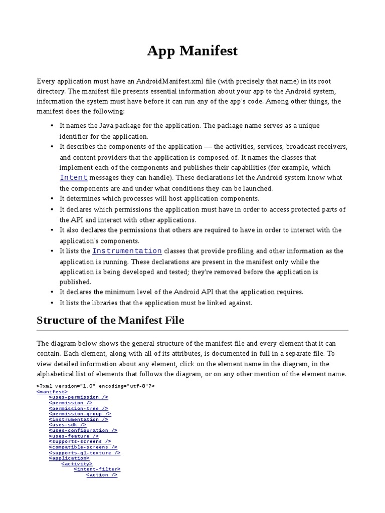 App Manifest: Structure of The Manifest File | PDF | Icon (Computing ...