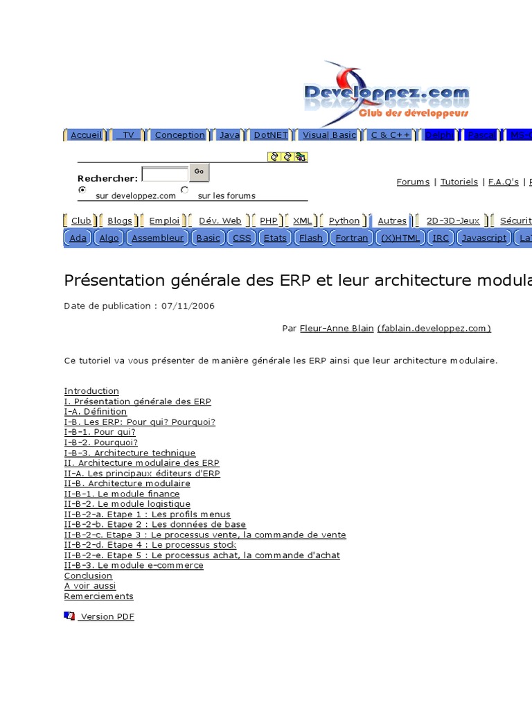 Presentation Generale Des Erp | PDF | Progiciel de gestion intégré | Sodles