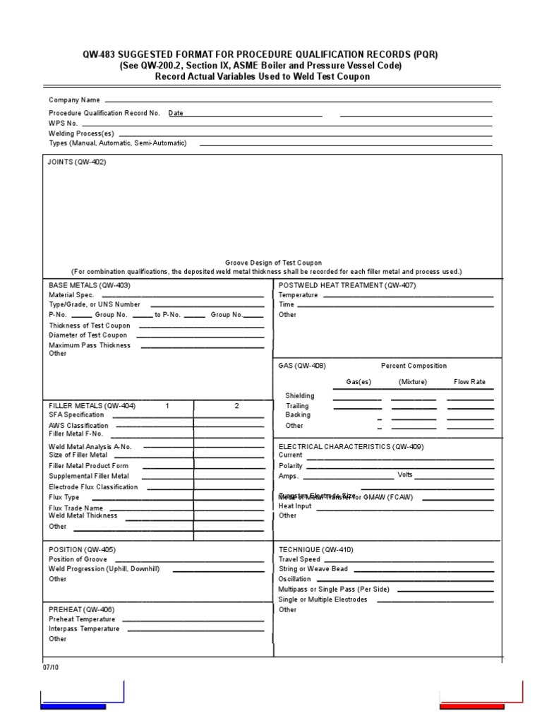 PQR Format for ASME Welding Procedures | PDF