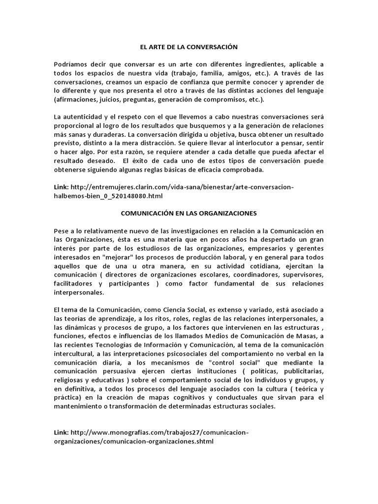 El Arte de La Conversación | PDF | Comunicación | Aprendizaje