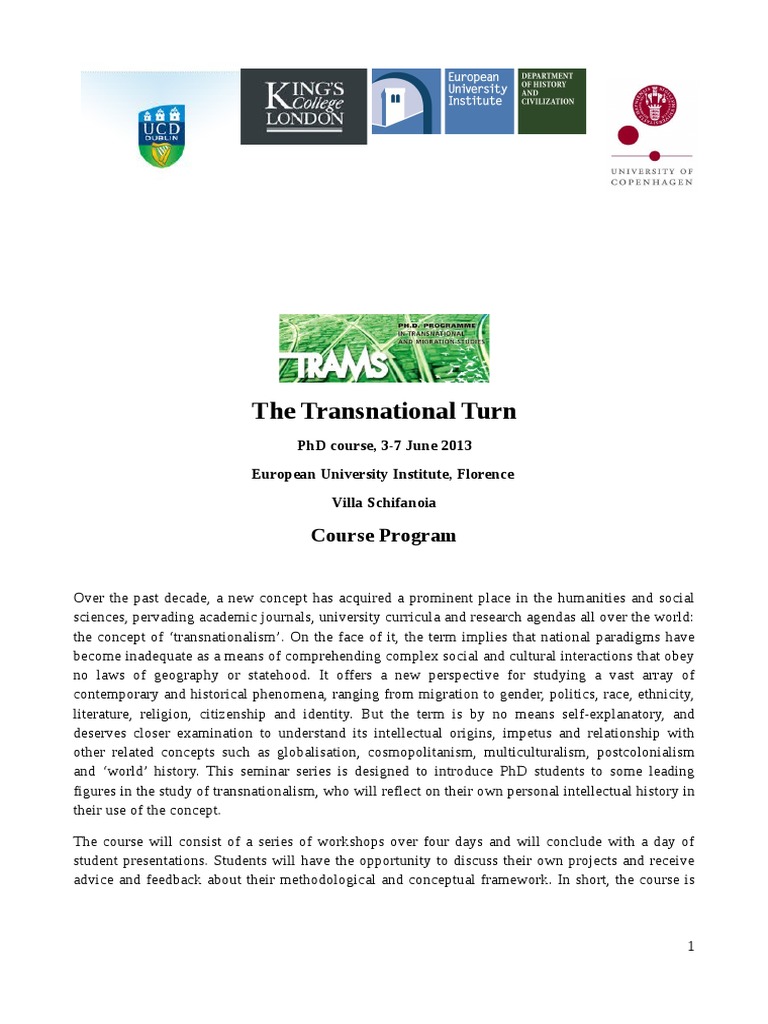 The Transnational Turn - Programme | PDF | American Studies ...