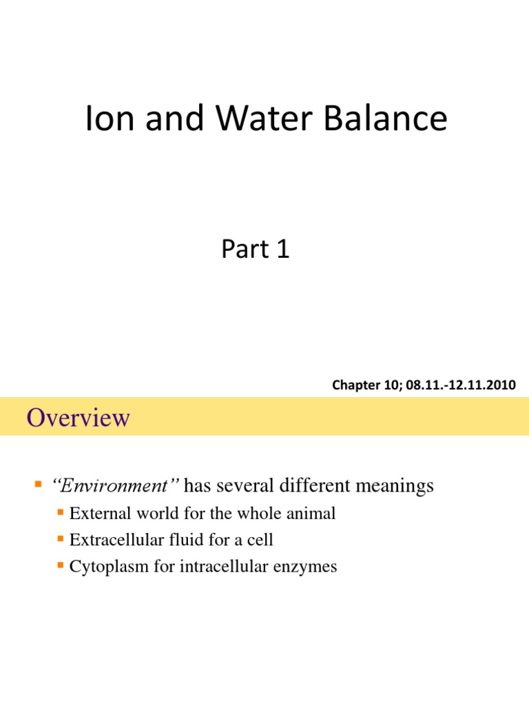 Ion and Water Balance | PDF | Homeostasis | Cell Membrane