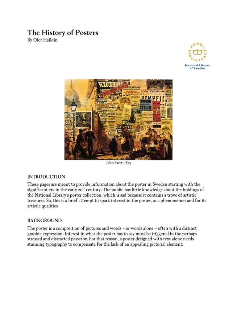 The History of Posters - by Olof Halldin | PDF | Poster | Graphic Design