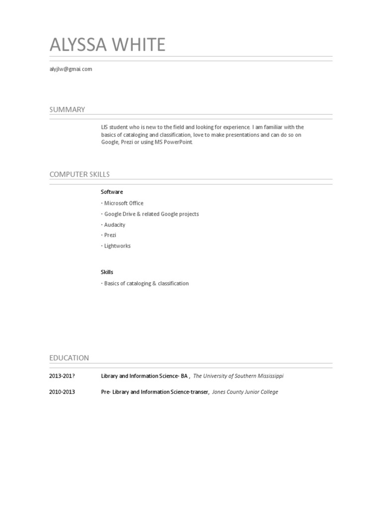 LIS Student Seeking Experience | PDF