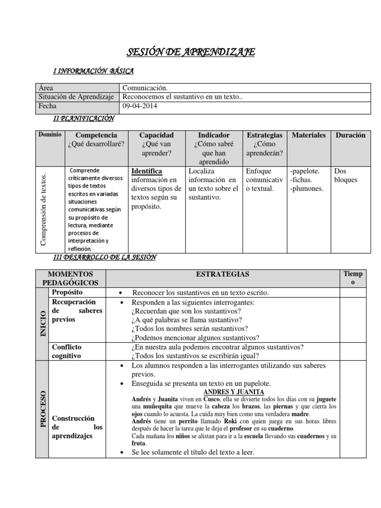 Identificamos El Sustantivo | PDF | Aprendizaje | Maestros