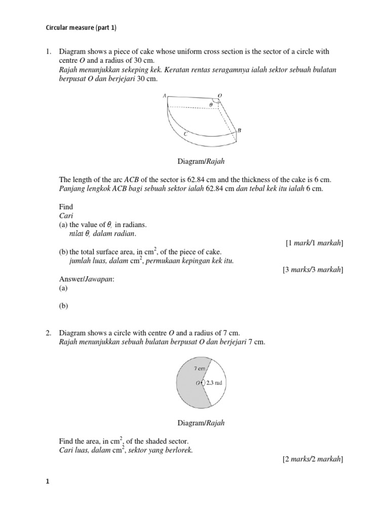Circular Measure (Part 1) | PDF | Geometric Shapes | Elementary Mathematics