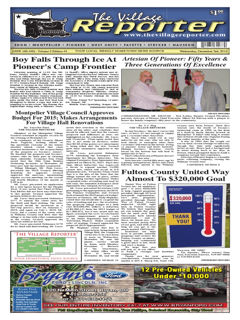The Village Reporter - December 3rd, 2014 PDF | PDF | Newspapers | Police