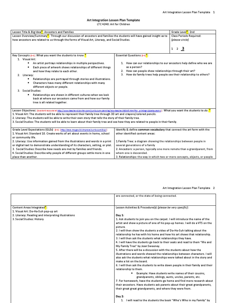 Art Lesson Plan | PDF | Lesson Plan | Literacy