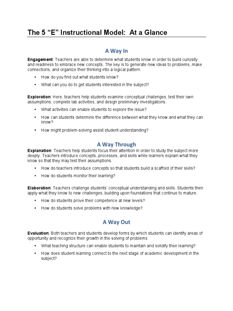 5E Instructional Model Overview | PDF | Career & Growth | Self-Improvement