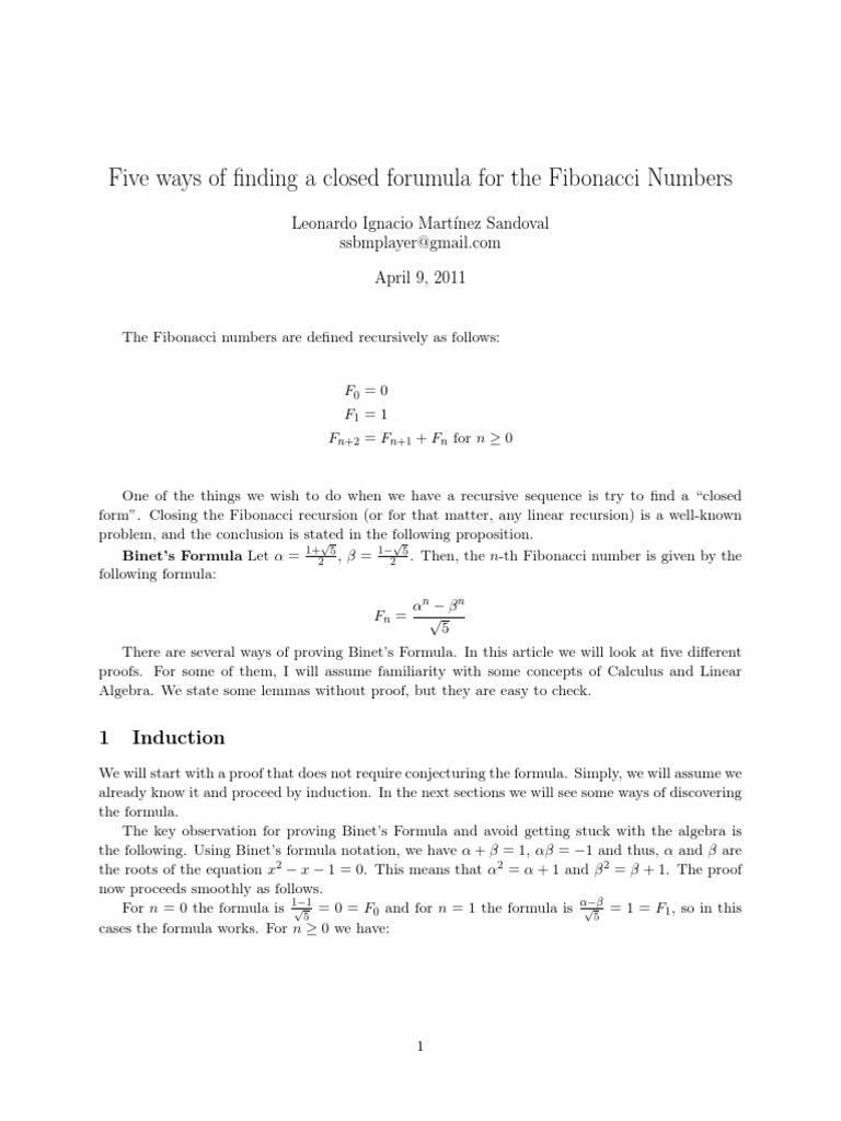 #5 Fibonacci | PDF | Eigenvalues And Eigenvectors | Mathematical Analysis