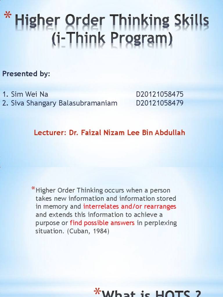 Issue 3: Higher Order Thinking Skills | PDF | Career & Growth | Business