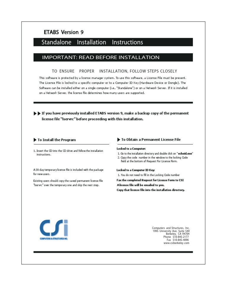 ETABS Install Instructions | PDF | Installation (Computer Programs ...